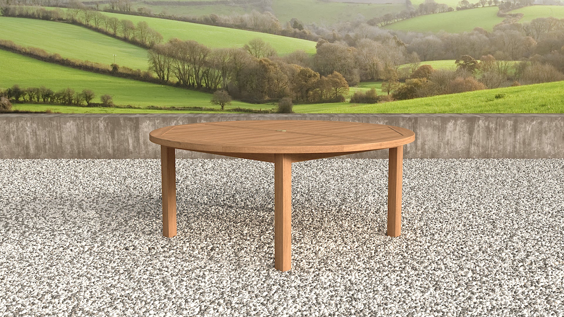 Teak Fixed Round Garden Dining Table & Lymington Recliner Chairs ...